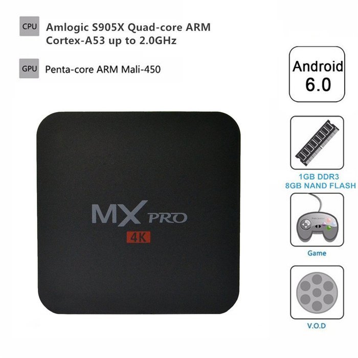 Kekilo MX Pro Android 5.1 TV Box Amlogic S905 4K Quad Core 1G/8G WiFi ...