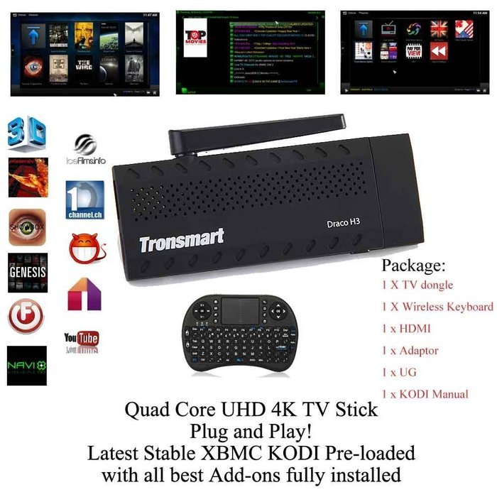 Kukele UHD 4K Quad Core TV STICK XBMC KODI 16.1 Add-ons Fully Loaded ...