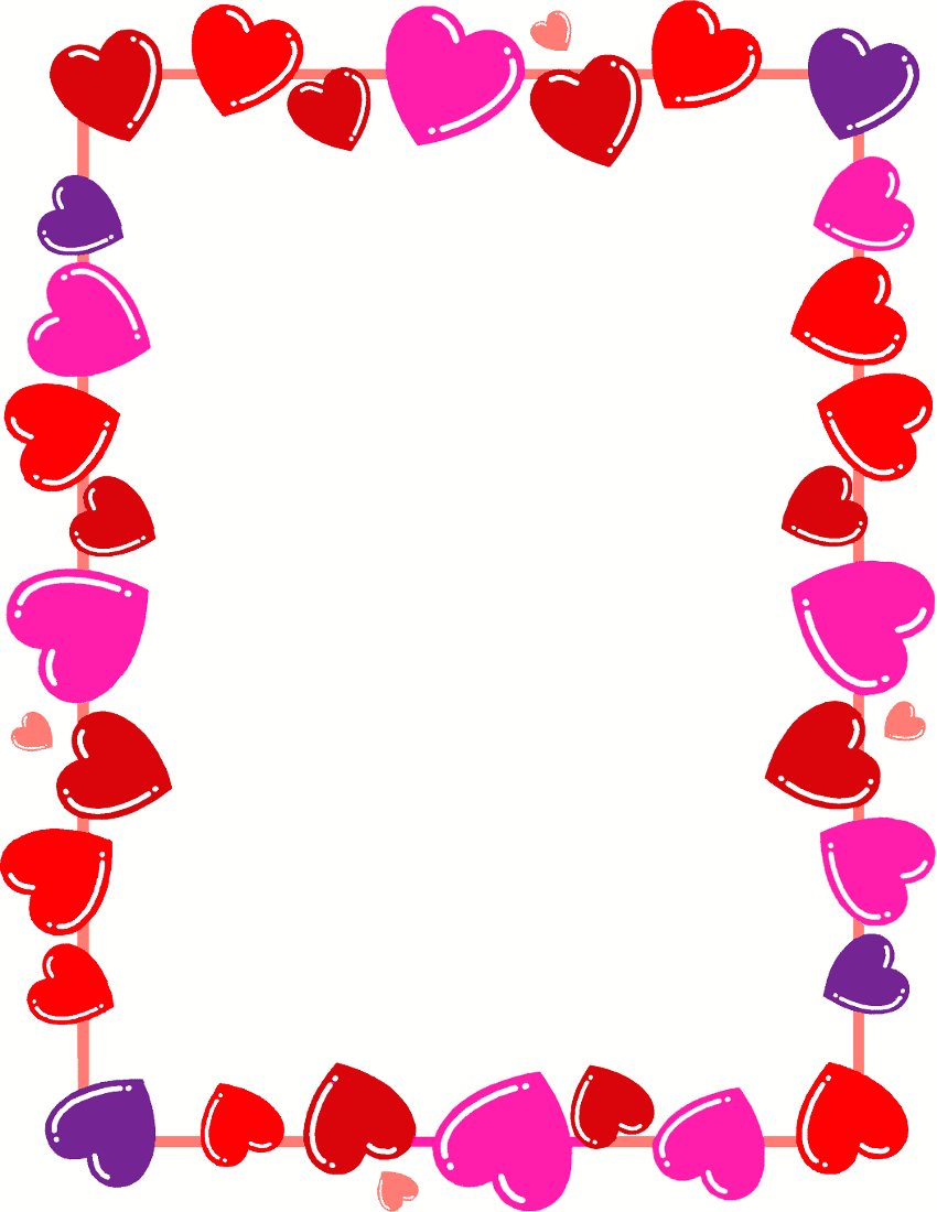 Border with hearts of different colors free image download