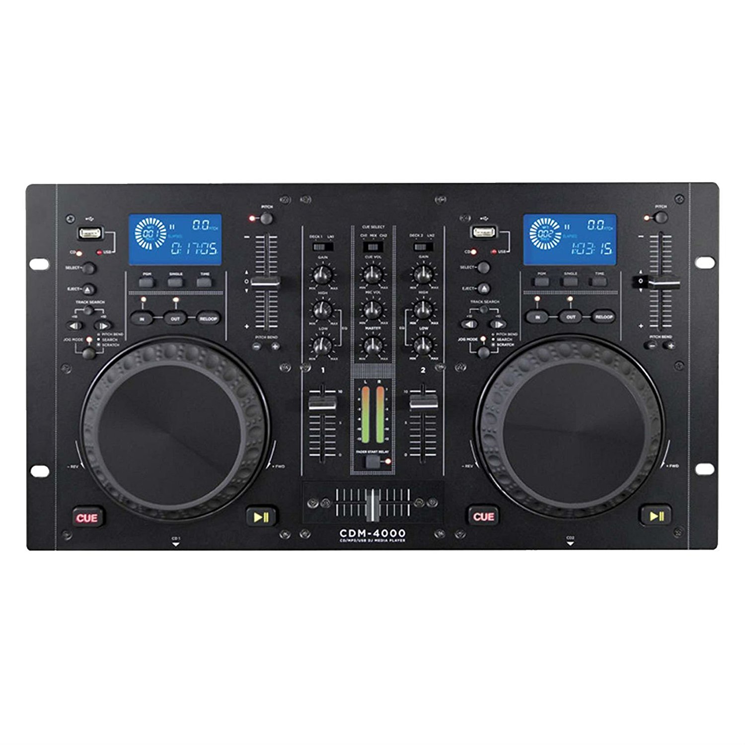 NEW ! CDM 4000 2 Channel Dual CD/MP3/USB DJ Media Player Mixer System ...