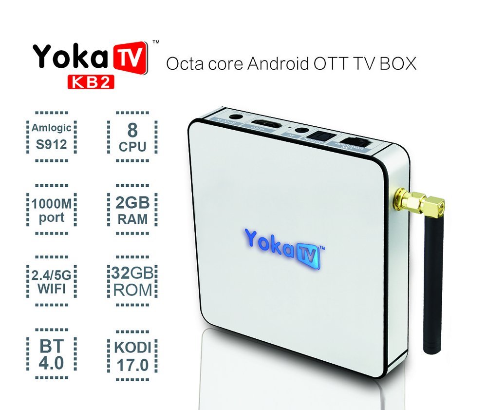 YokaTV KB2 S912 Octa Core Android 6.0 TV Box 4K 2GB Ram 32GB Rom Kodi 17.0 XBMC Fully Loaded ...