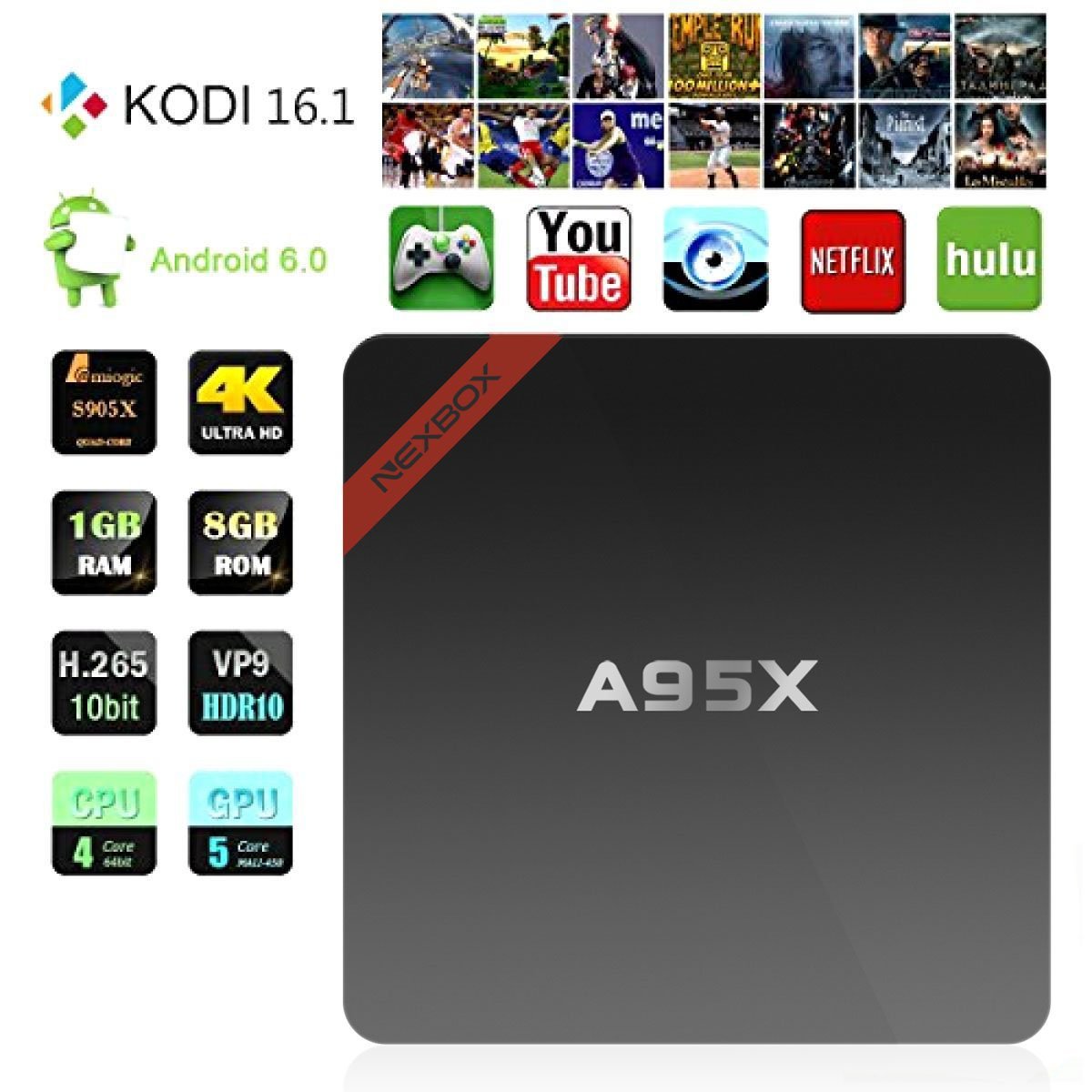 [2nd Generation]NEXBOX A95X Plus Android 6.0 TV Box Powered by Newest ...