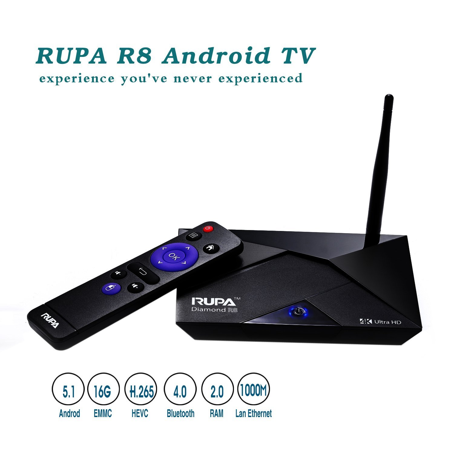 RUPA R8 Android TV Box RK3368 Octa Core 2G/16G HD 4K Original TV Box ...