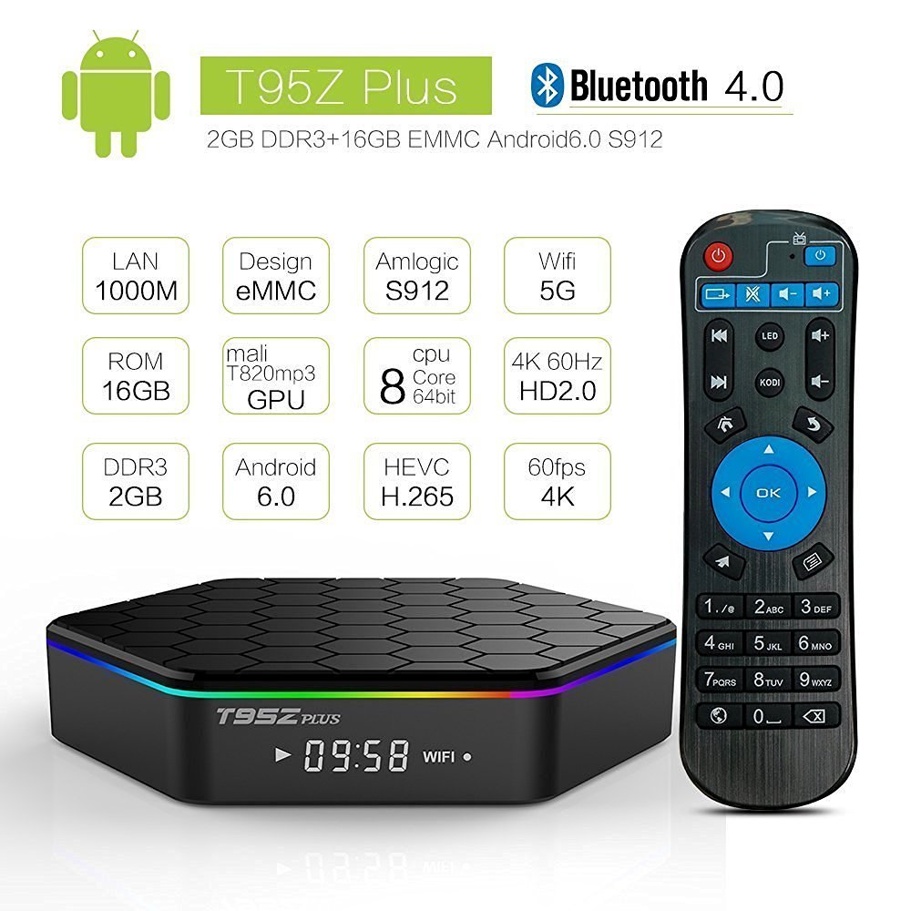 T95Z PLUS TV BOX S912 Octa Core Android 6.0 Marshmallow 2GB DDR3 16GB ...
