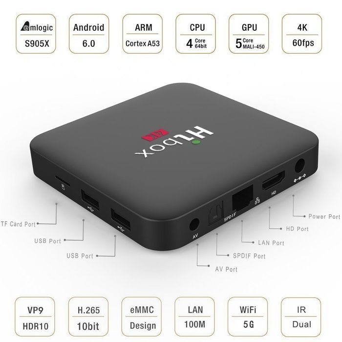 [Henscoqi Hi Box 4K] H1 Pro TV Box Amlogic S905X Android 6.0 ...