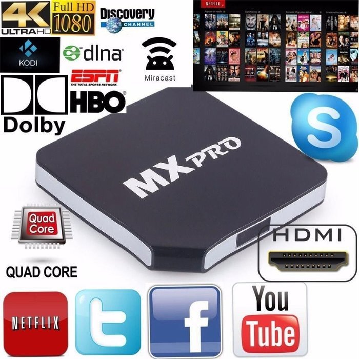FireAnt® MX Pro Quad Core Smart Android TV Box 1080p HDMI 4K Free ...