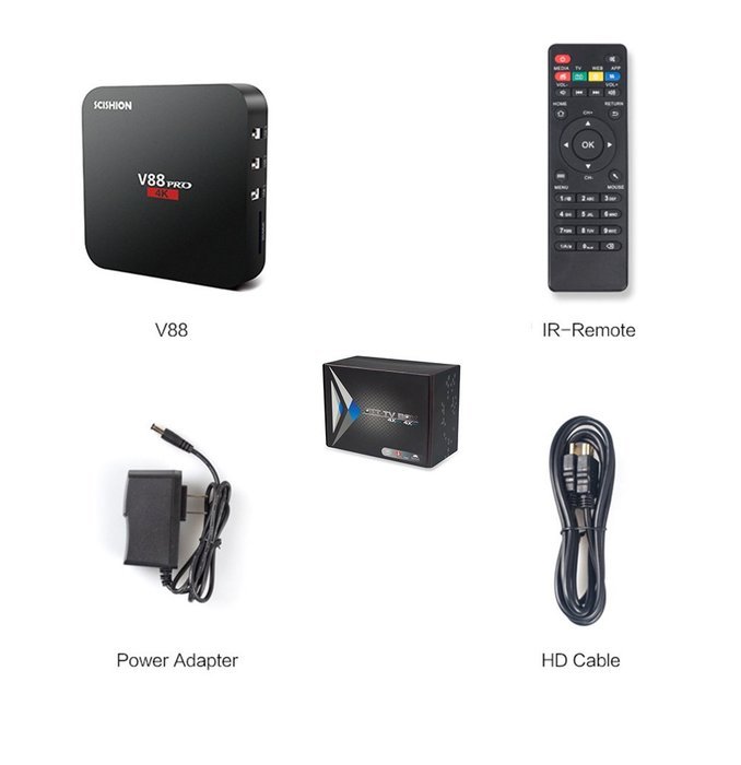 V88 PRO TV Box Smart Multimedia Player Android 6.0 OS Quad-Core Amlogic ...