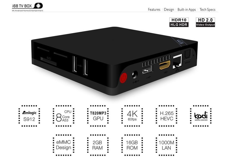 Joyhero i68 Android 6.0 Smart TV Box | Amlogic S912 Octa Core CPU | ARM ...