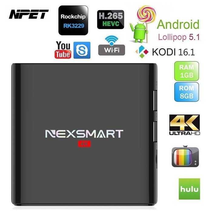 NPET D32 Smart TV Box Fully Loaded Android 5.1 Lollipop Streaming Media ...
