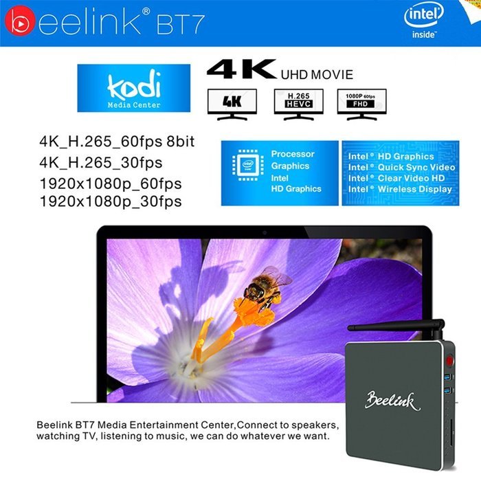 Docooler® Beelink BT7 Windows 10 Smart TV Box Intel Atom x7-Z8700 64 ...