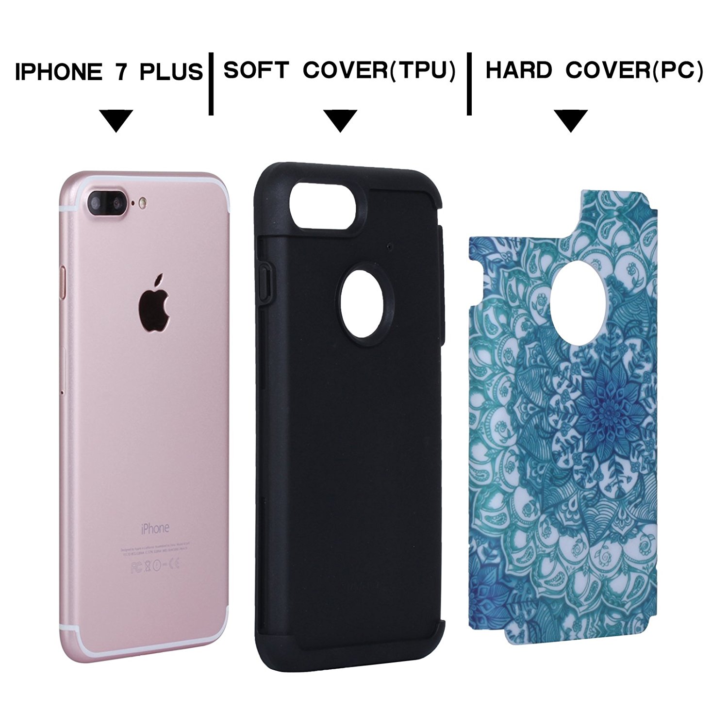 IPhone 7 Plus Cover Case,SAVYOU Orchid Design Dual Layer Case With ...