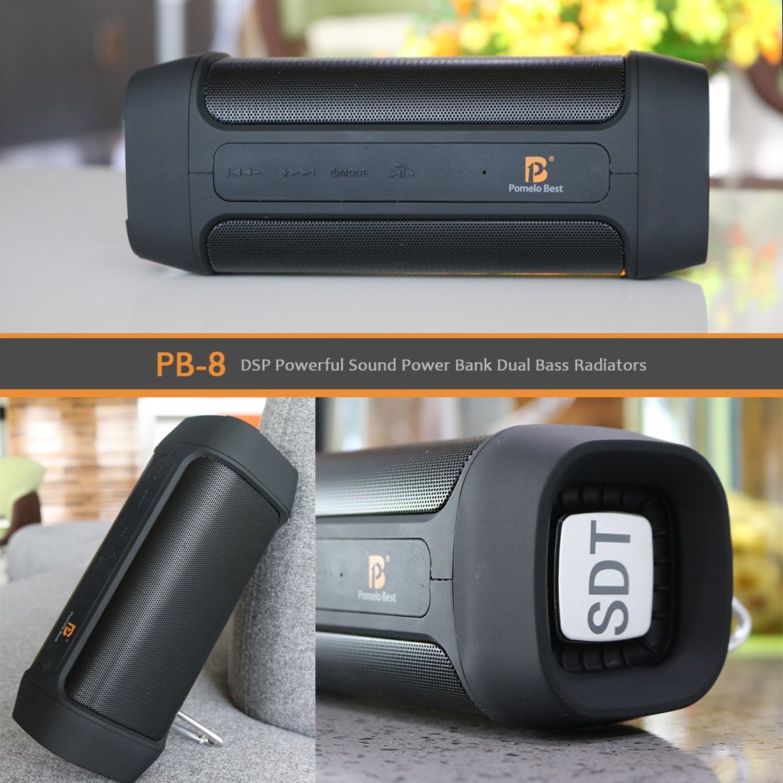 Pomelo Best Wireless Bass Speaker, 6W * 2 Output with 5000mAh Power ...