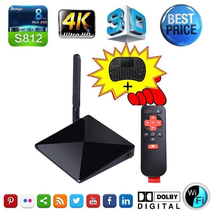 REDGO W9 TV Box Quad Core Amlogic S812 4K Fully loaded Add-ons with ...