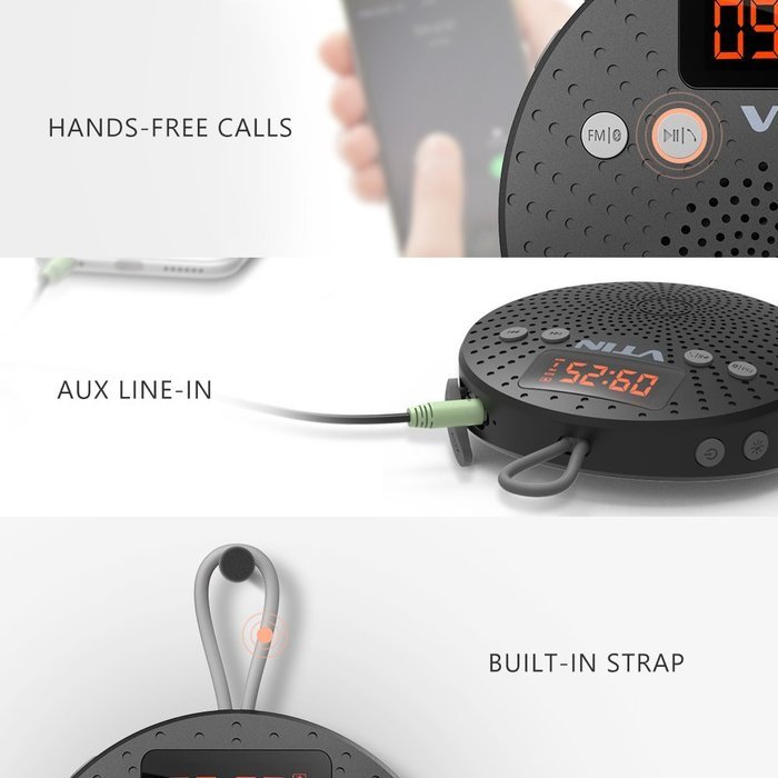 Vtin Shower Speaker With Fm Radio Portable Waterproof Bluetooth
