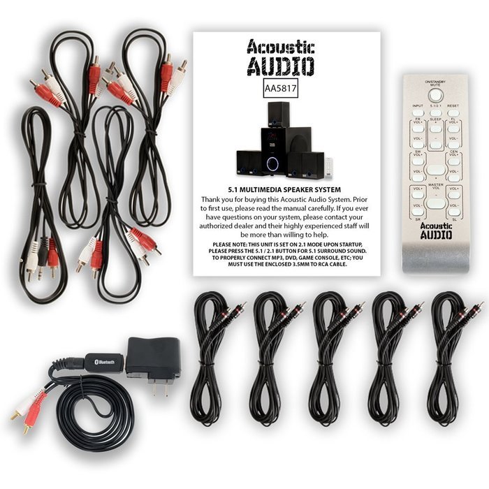 Acoustic Audio AA5817 800 Watt Home Theater 5.1 Powered Sub and Multi ...