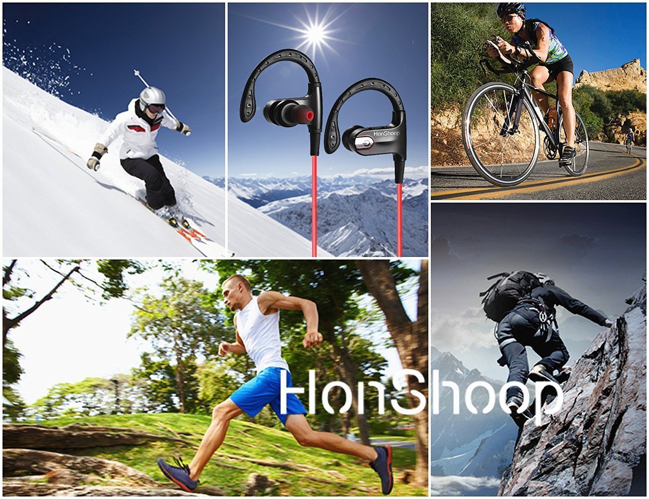 Bluetooth Headphones Sport,Honshoop Bluetooth 4.1 Earphones True HD ...
