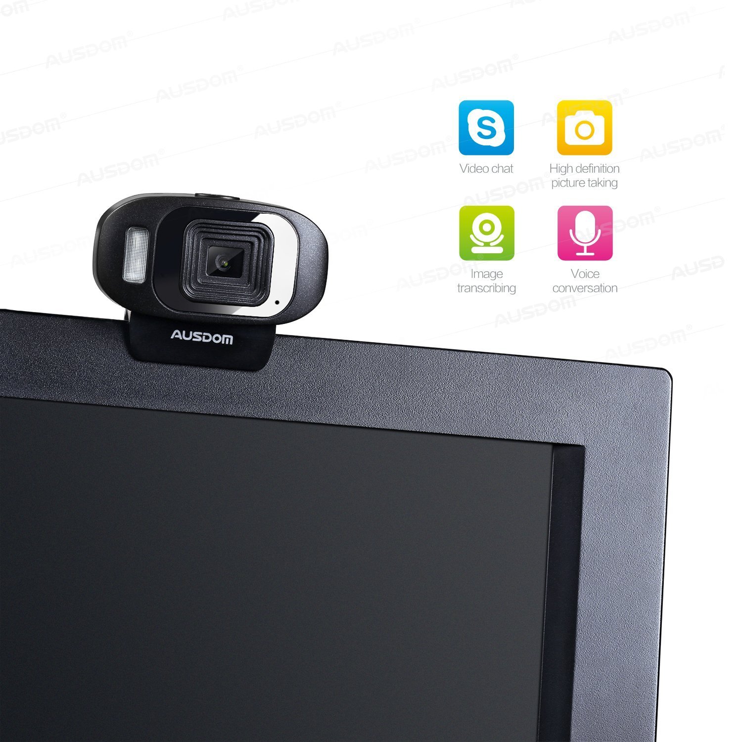 Ausdom AF225 1080P Built-in Microphone Video Webcam USB Clip-on ...