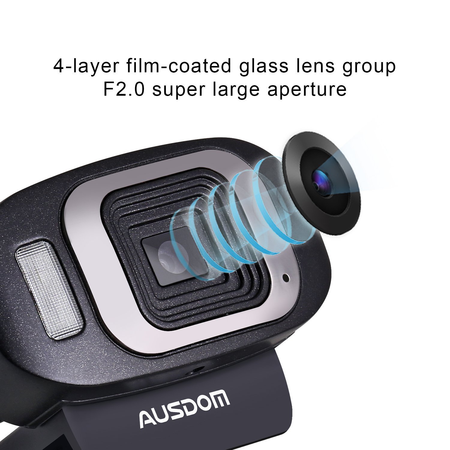 Ausdom AF225 1080P Built-in Microphone Video Webcam USB Clip-on ...