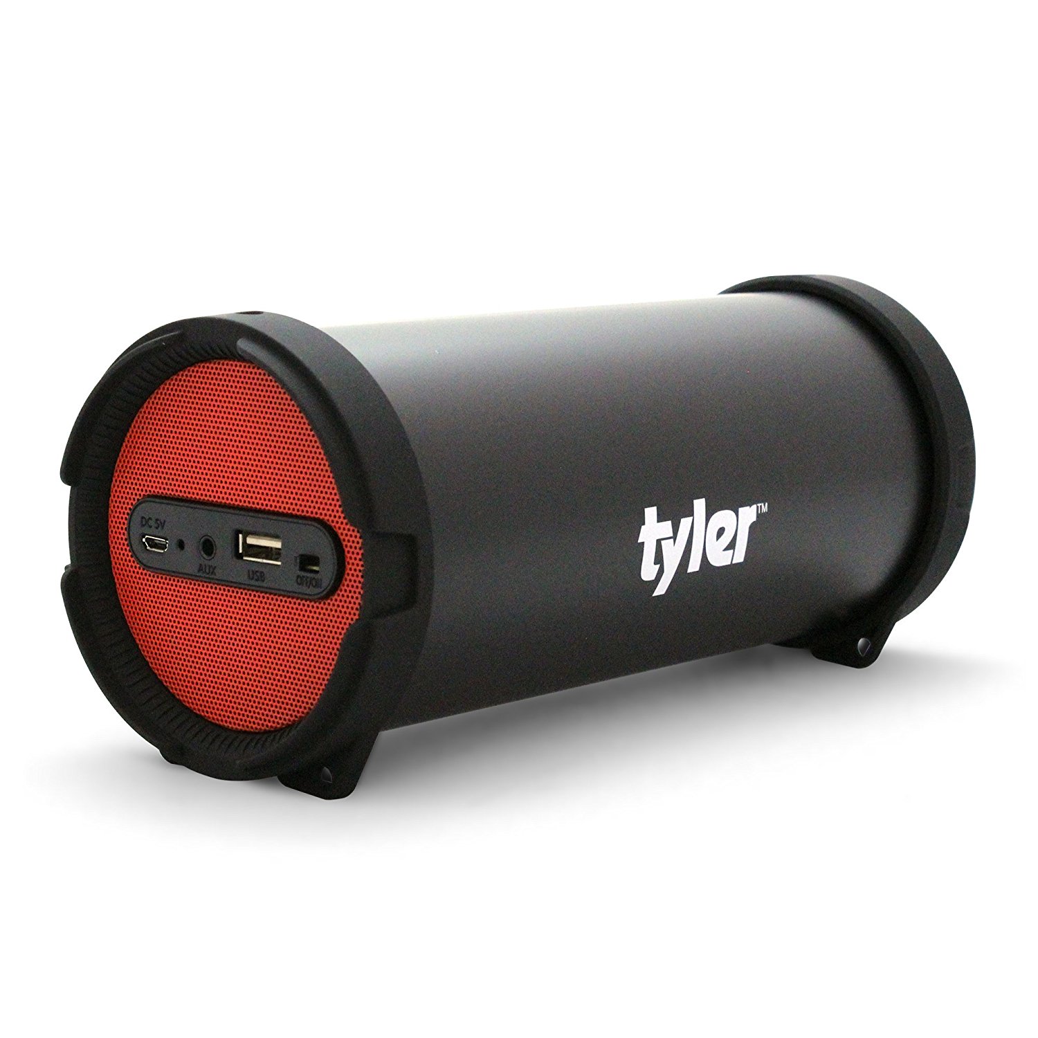 Tyler Portable Wireless Bluetooth Speaker TWS402-RD, Indoor/Outdoor 2.1 Hi-Fi Stereo Cylinder ...