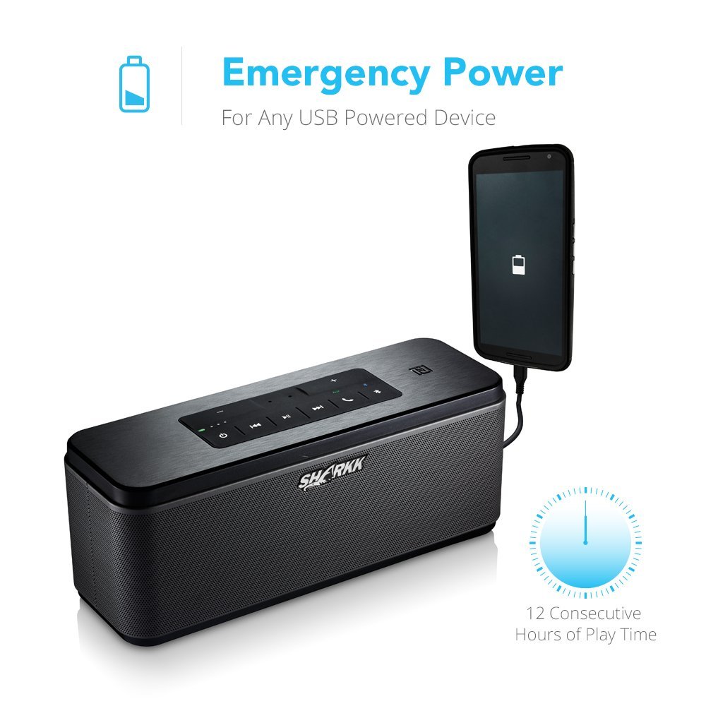 Sharkk WAVE 25W Bluetooth Speaker with Advanced MaxxBass Technology and ...