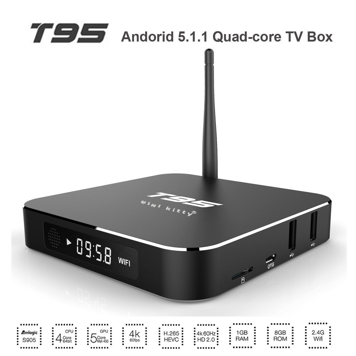 T95 Android 5.1 S905 Quad Core Streaming Media Player 2GB+8GB Netflix KODI XBMC Kitkat Pre ...