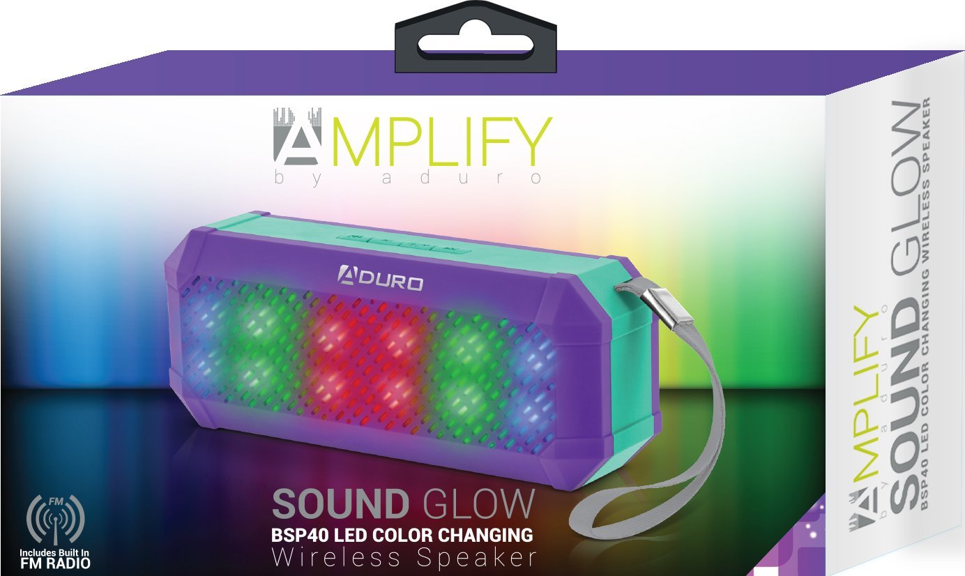 Aduro® Amplify Sound Glow Wireless Portable Speaker w/ LED Light Show ...