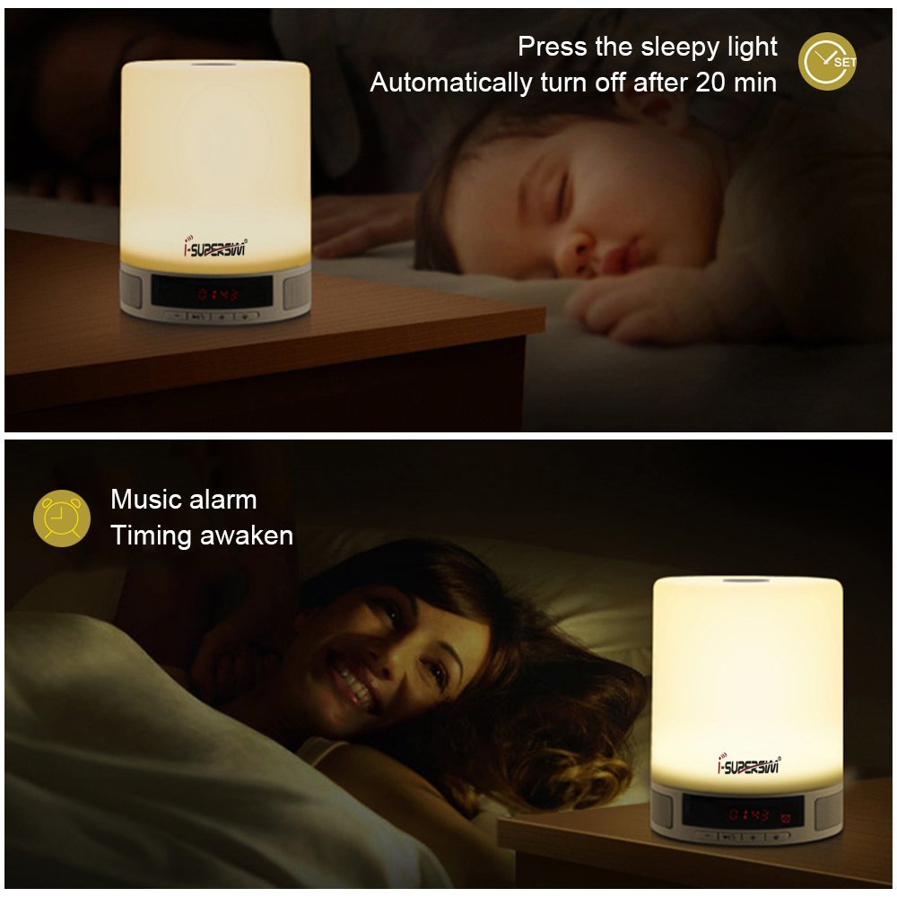 I-SUPERSIM Romantic lighting Wireless Bluetooth 4.0 Speaker 10W Alarm ...