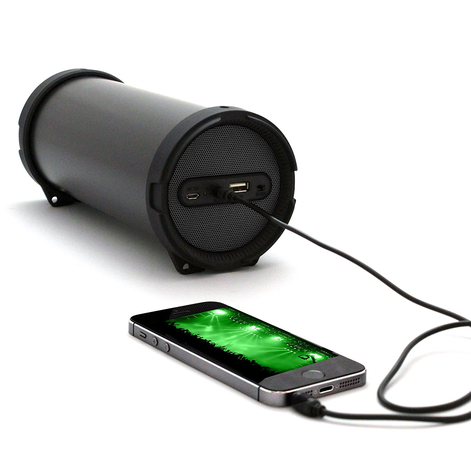 Tyler Portable Wireless Bluetooth Speaker TWS402-BK, Indoor/Outdoor 2.1 Hi-Fi Stereo Cylinder ...