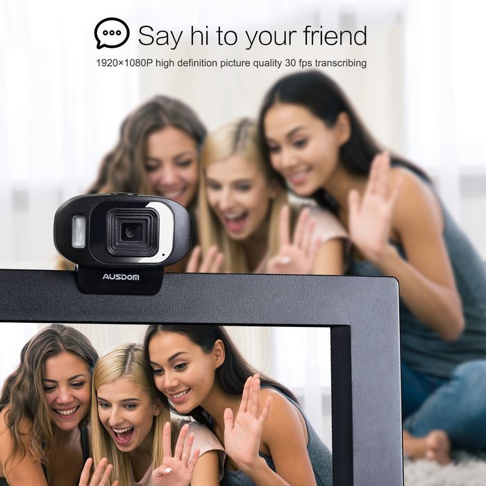 Ausdom AF225 1080P Built-in Microphone Video Webcam USB Clip-on ...