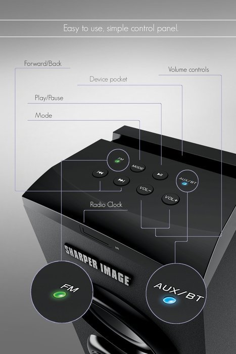 Sharper Image Bluetooth Tower Speaker with A Docking Station & FM Radio ...