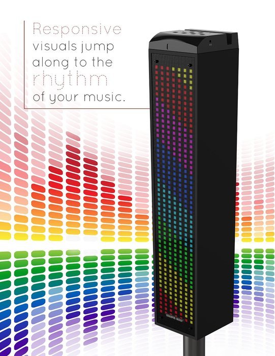 Sharper Image SBT1014BK Sound-Responsive Bluetooth Tower Speaker with ...