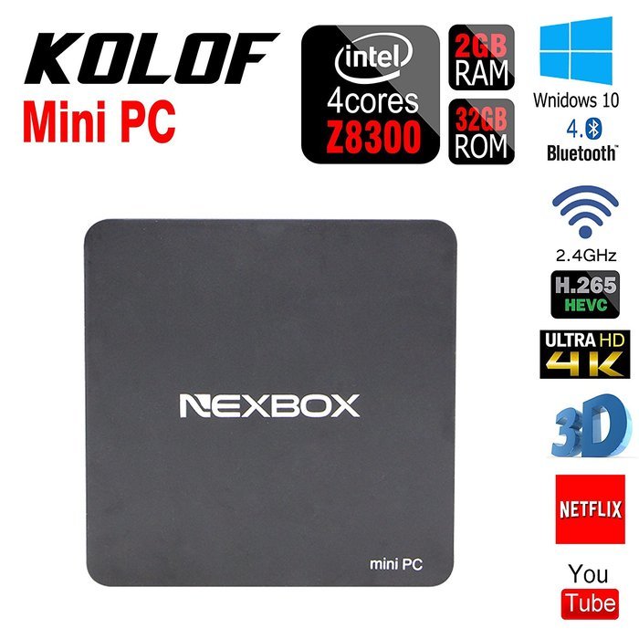 KOLOF NEXBOX T10 Wnidows 10 OS Mini TV BOX INTEL Z8300 CPU Quad Core 2G ...