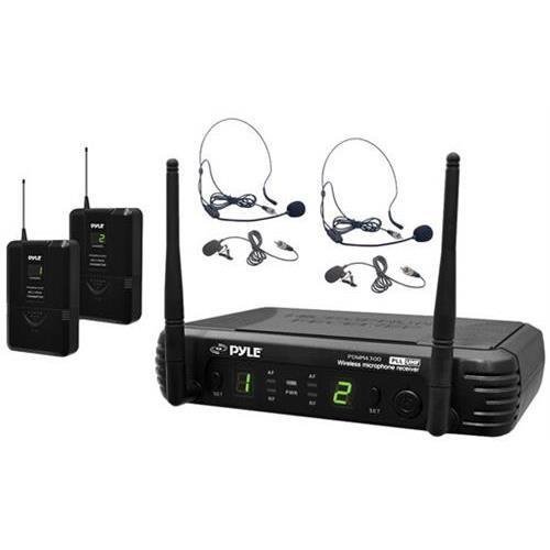 Pyle PDWM3400 Premier Series Professional UHF Microphone System with (2 ...