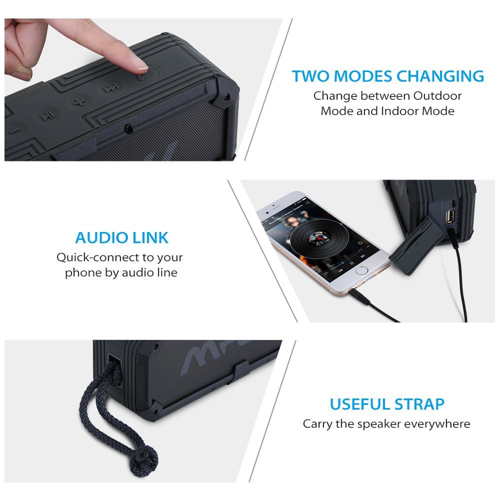 Mpow Portable Bluetooth Speaker Waterproof with 5200mah Power Bank for Outdoor Activities N7 ...