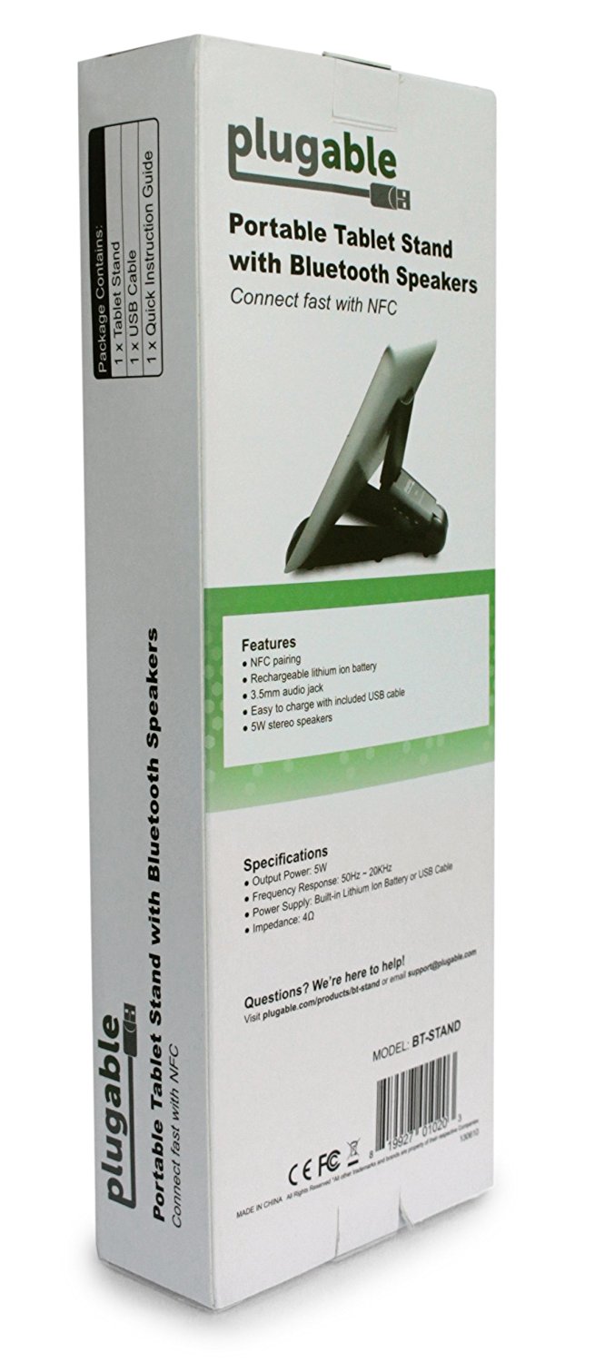 Plugable Bluetooth Stereo Speaker with Integrated 3-Point Folding ...