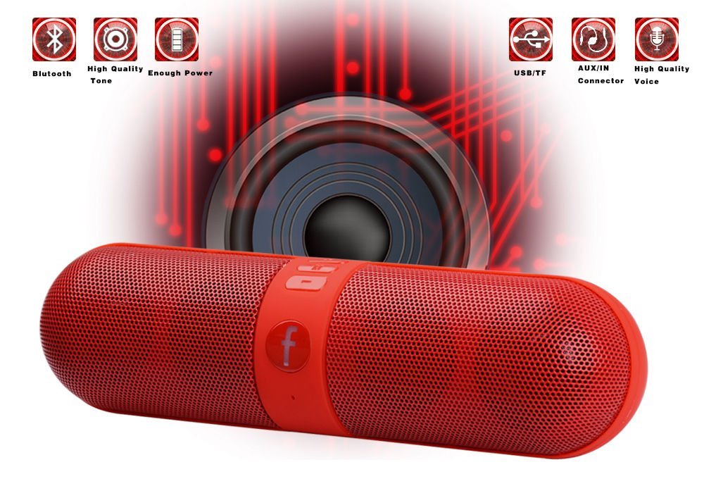 [Red] Liteway Best Seller Wireless Stereo Bluetooth Speaker Portable FM ...