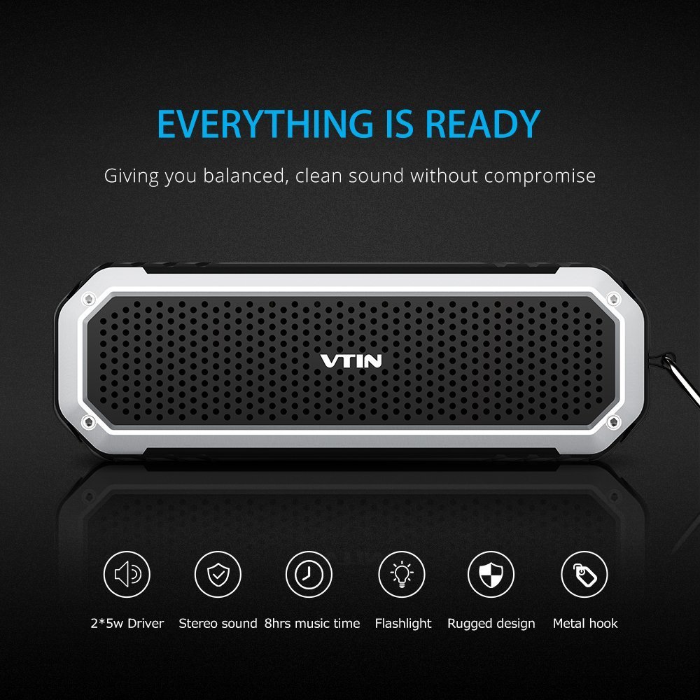 Vtin Rocker 10W Drivers Bluetooth 4.0 Waterproof Speaker with Bass ...