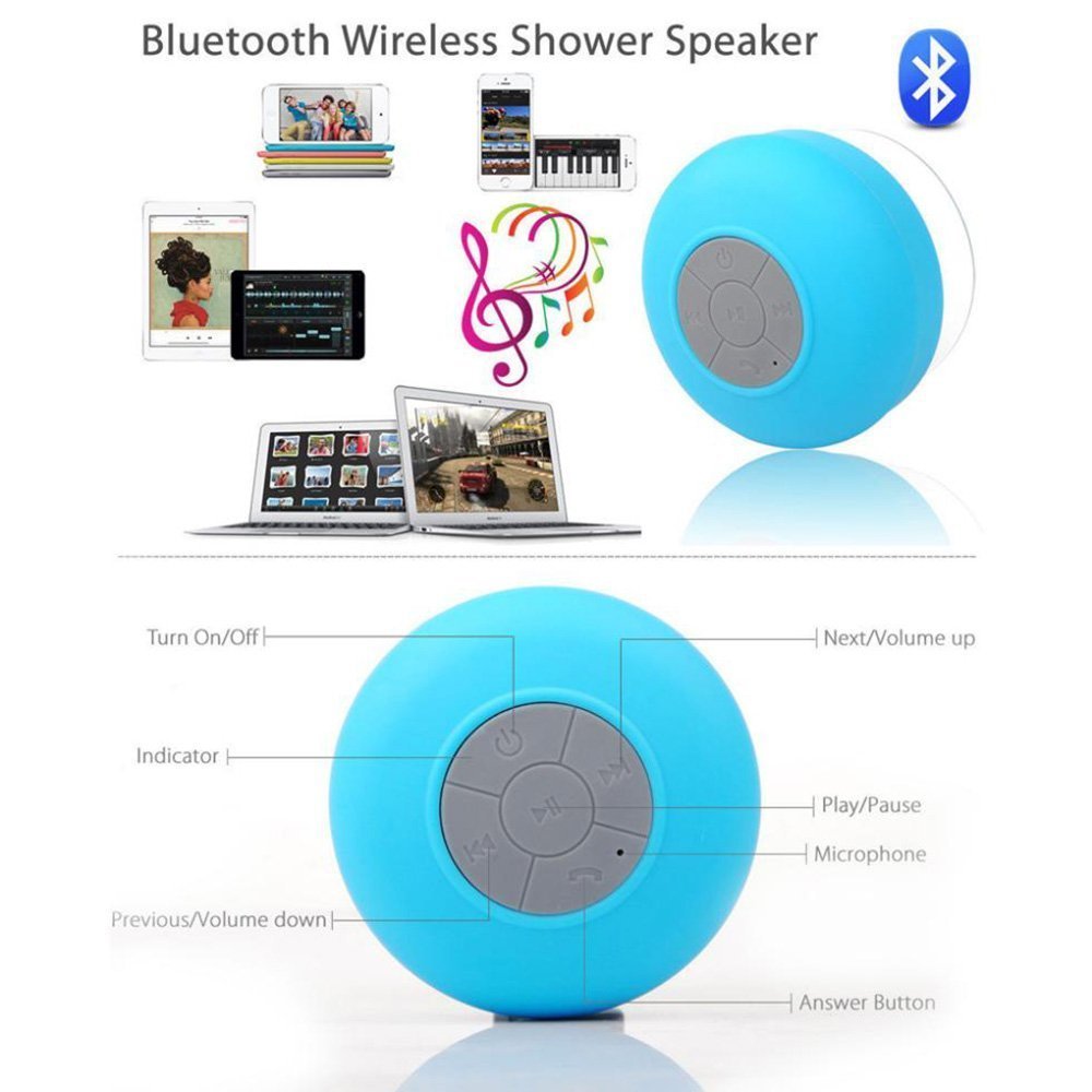 Surpass Bluetooth Shower Speaker, Water Resistant, Hands Free Portable ...