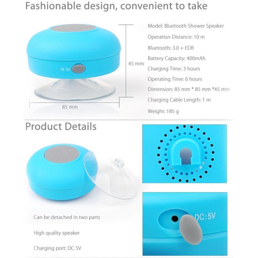 Surpass Bluetooth Shower Speaker, Water Resistant, Hands Free Portable ...