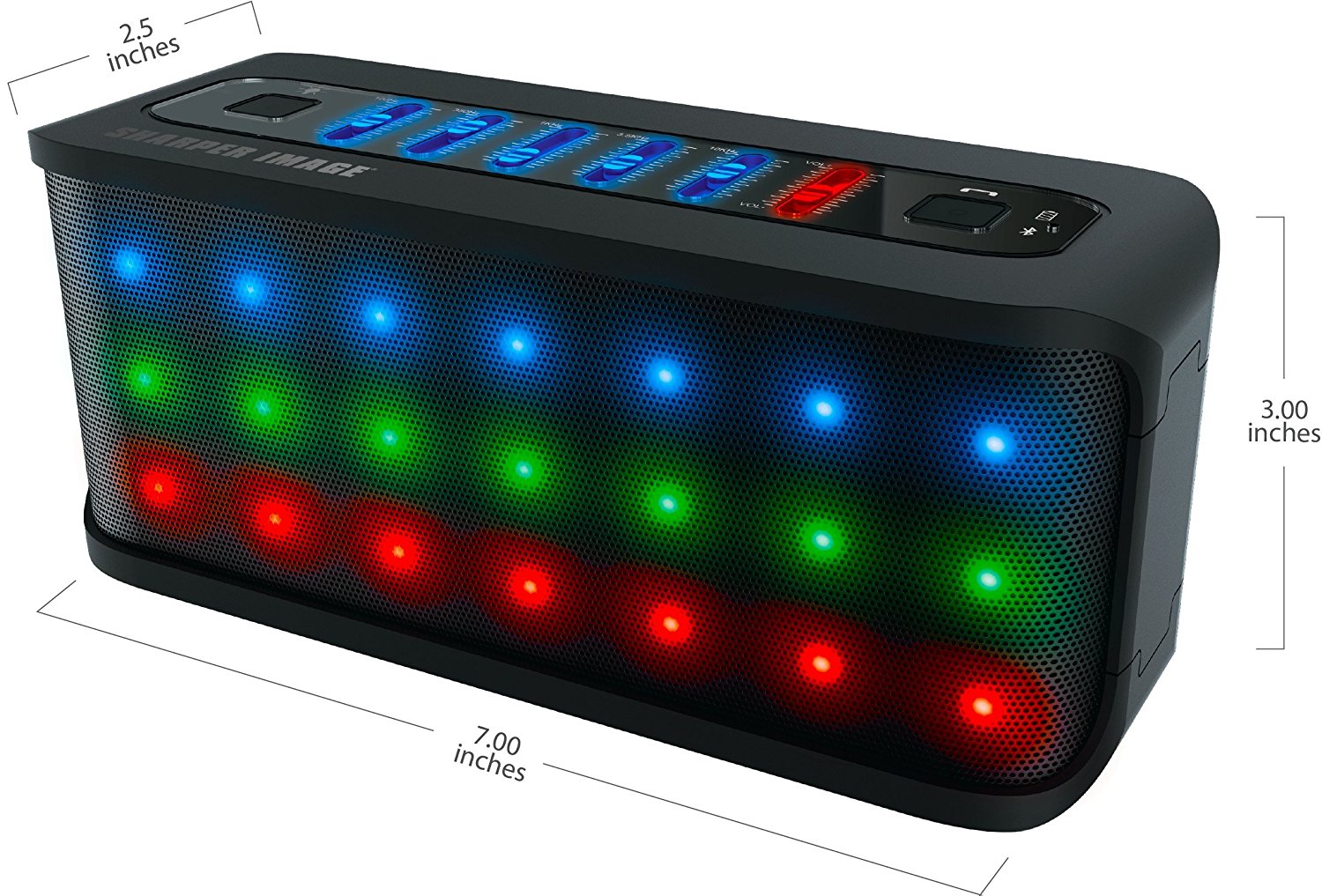 SHARPER IMAGE SBT609BK Custom Sound Bluetooth Speaker With Dancing LED ...