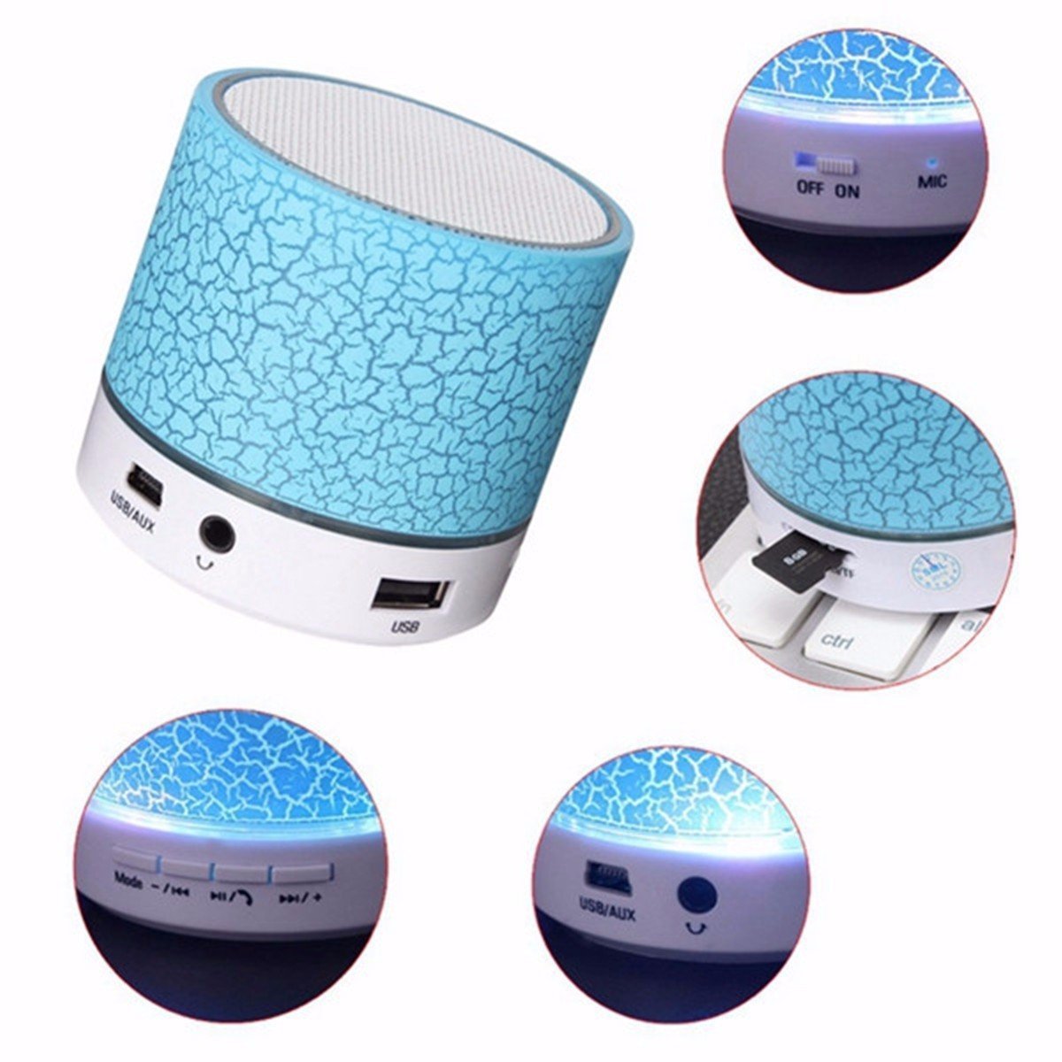 2016 New LED MINI Bluetooth Speaker A9 TF USB FM Wireless Portable ...