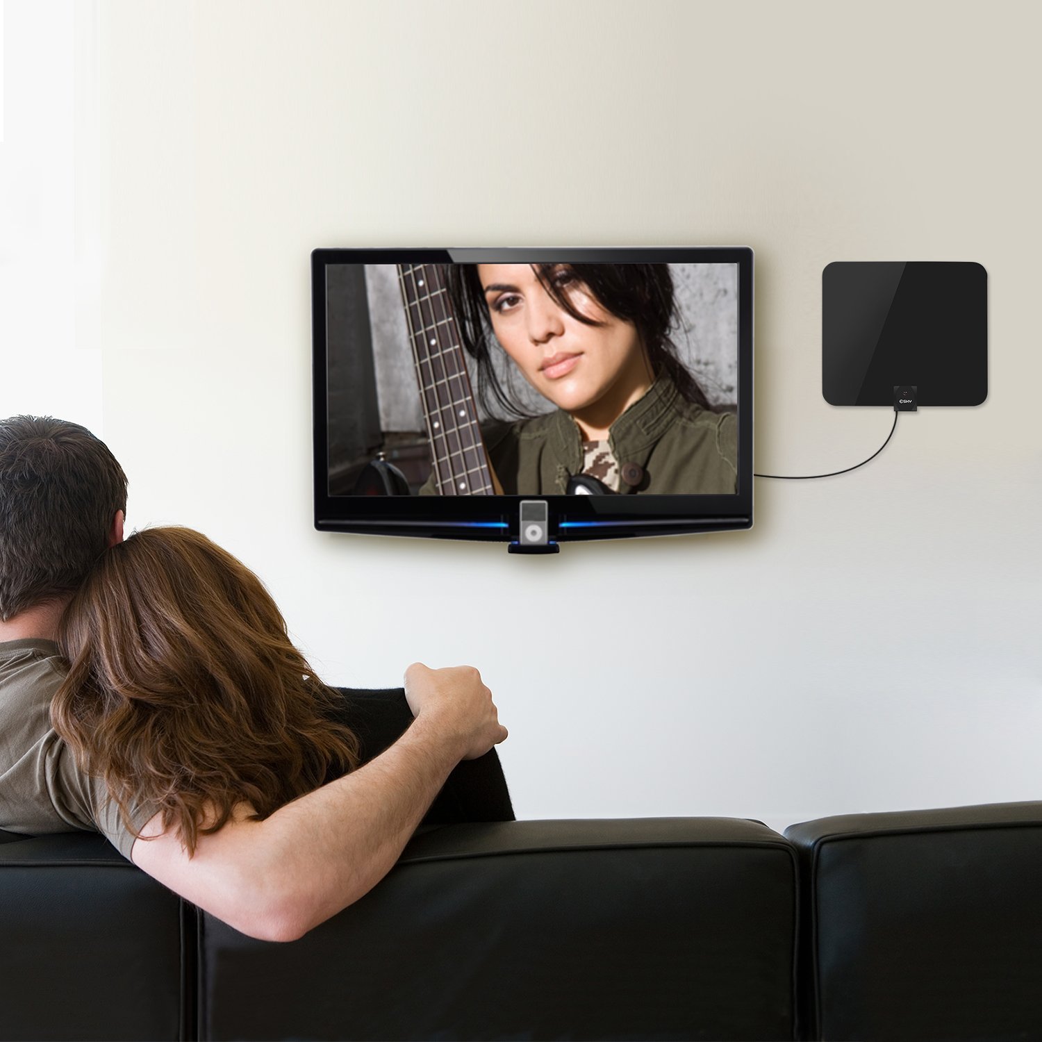 Esky 50 Miles Range Ultra-Thin Indoor Digital HDTV Antenna Built-in ...