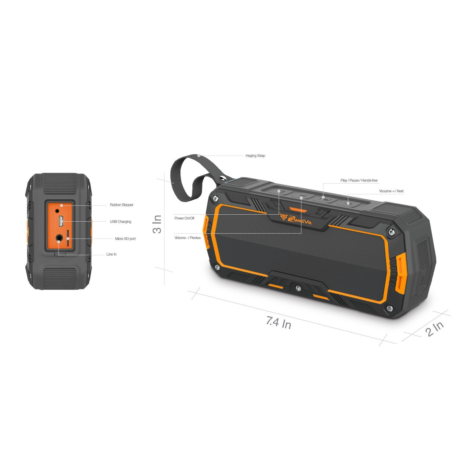 2Twelve Outdoor Wireless Bluetooth Speaker – Lightweight, Compact ...