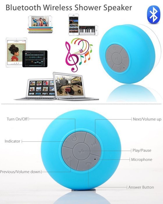 Loveboat Mini Water Resistant Bluetooth 3.0 Shower Speaker Handsfree ...