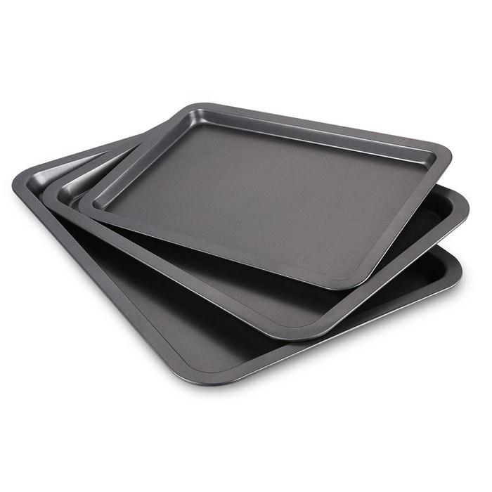Finether FDA 3-Piece Nonstick Rectangular Bakeware and Cookie Sheet Set ...