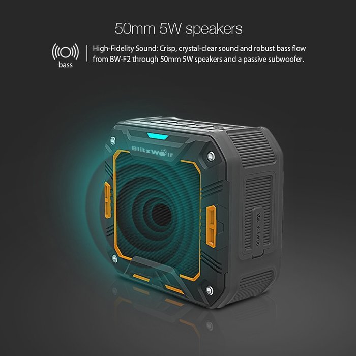 BlitzWolf Portable Bluetooth Speakers, 5W 2000mAh IP65 Water-resistant ...
