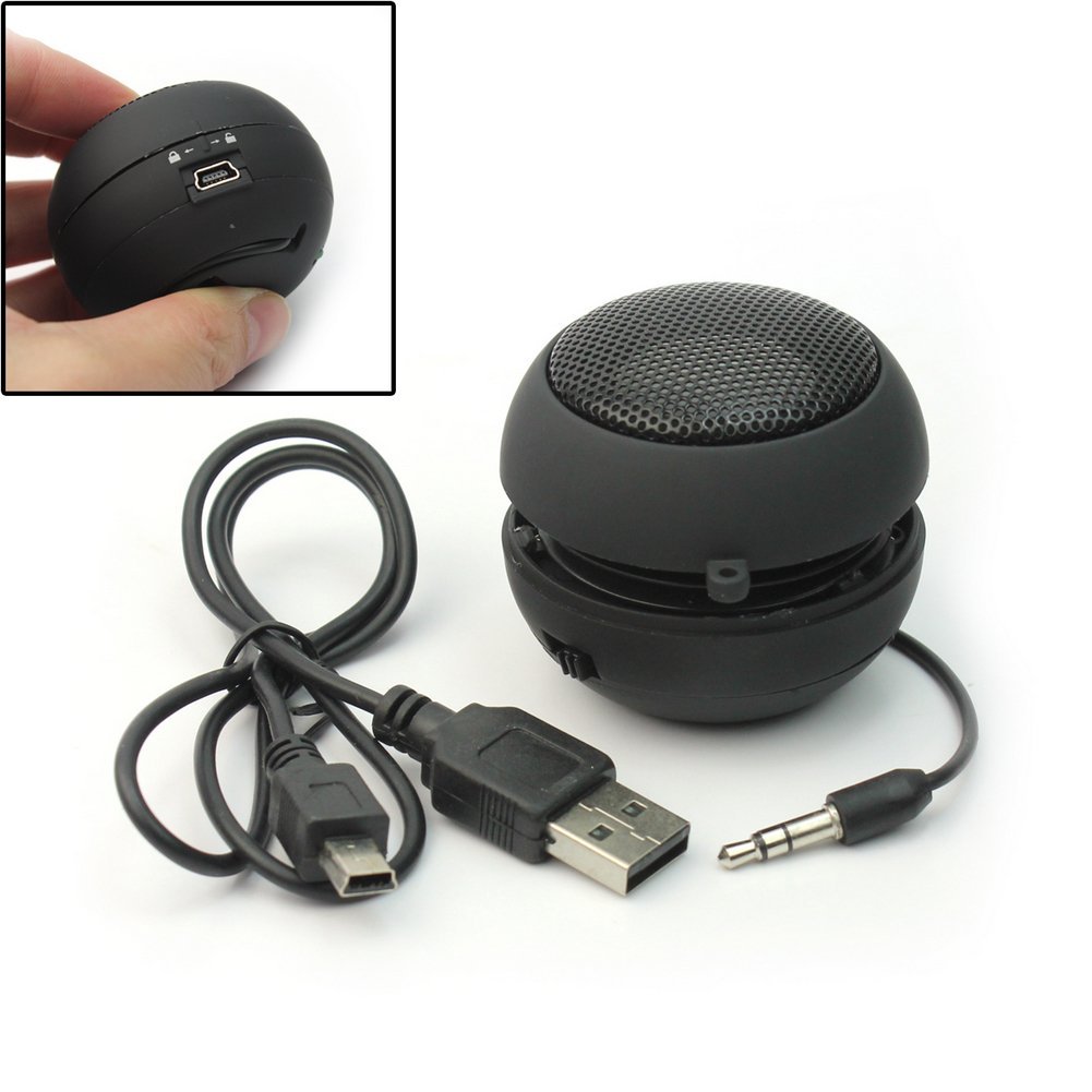 Black Mini Hamburger Speaker with Key Ring Compatible with MP3 MP4 iPod ...