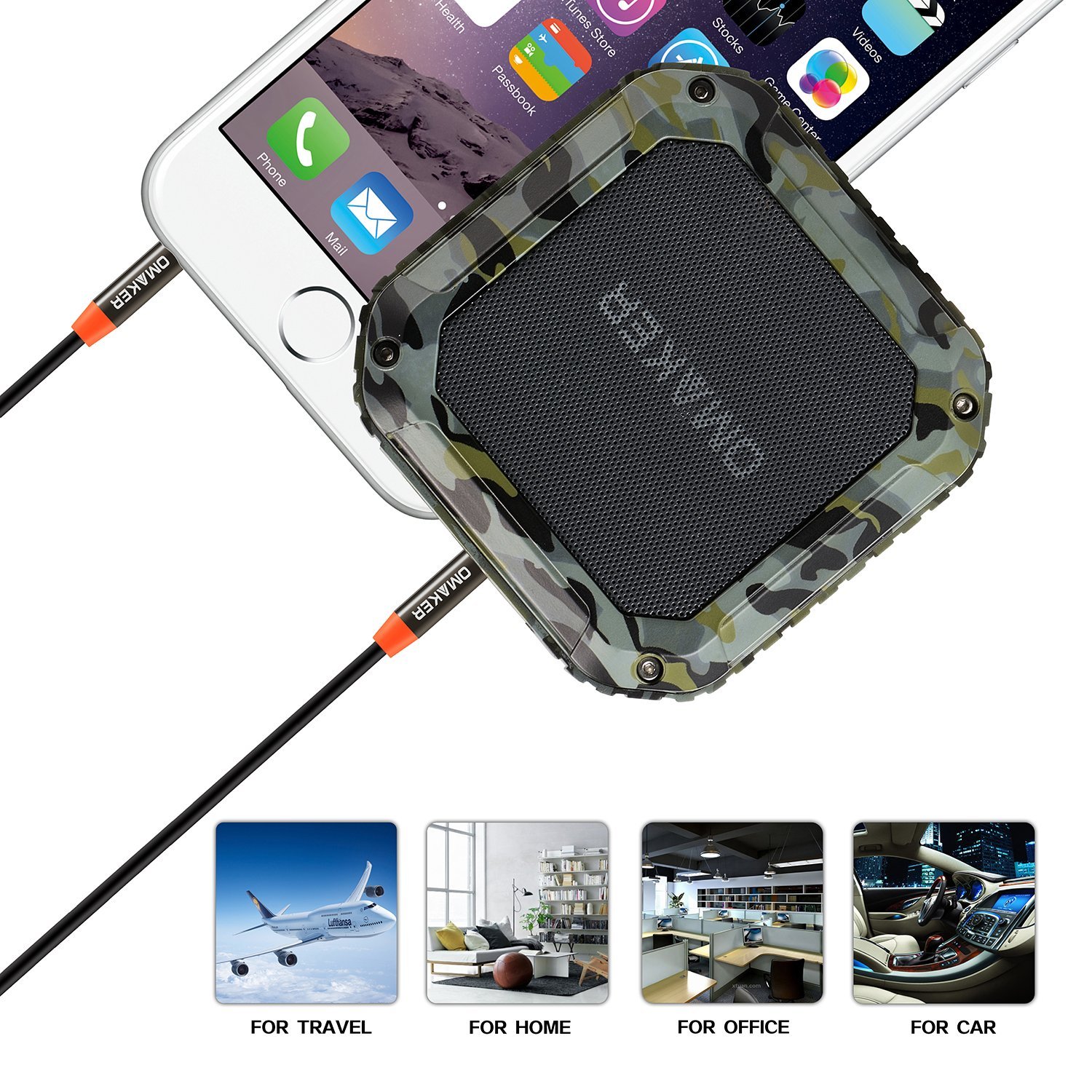 Omaker M4 Portable Bluetooth 4.0 Speaker with 12 Hour Playtime for Outdoors or Shower(Army Green ...