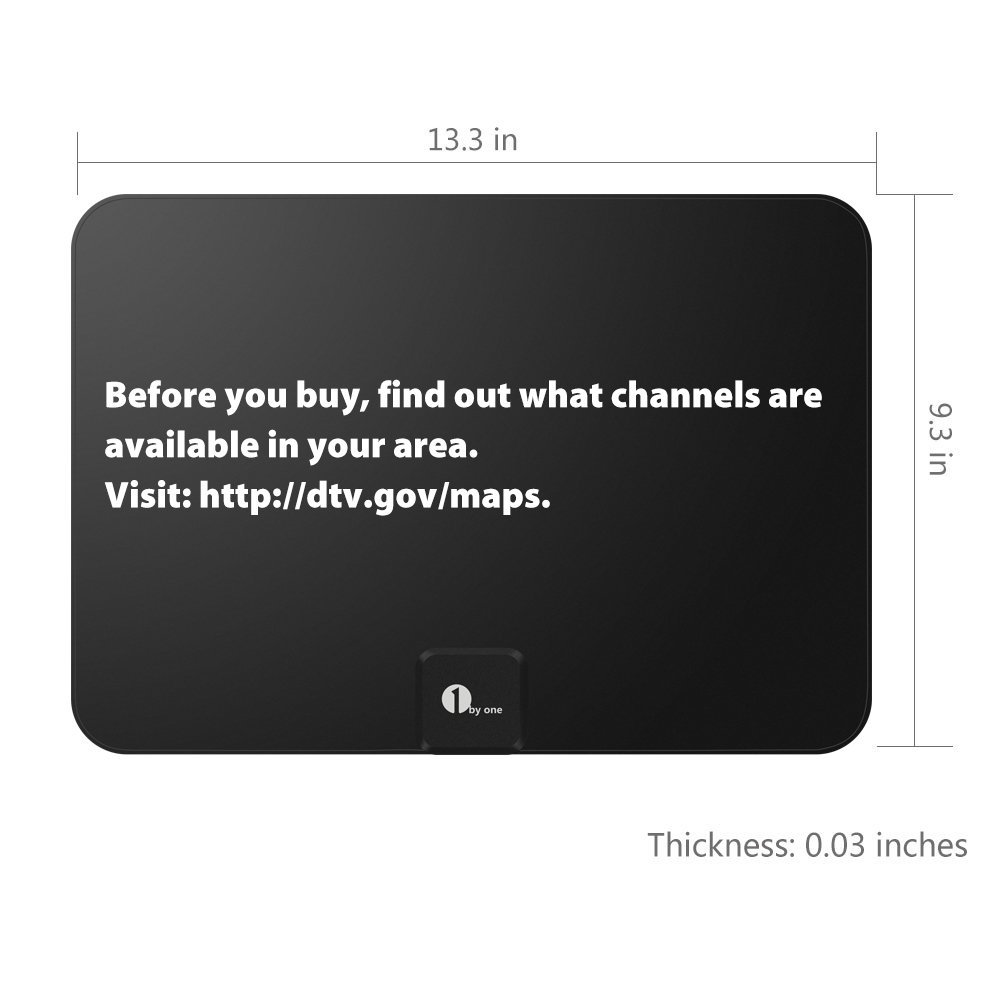 1byone Amplified HDTV Antenna - 50 Mile Range with Detachable Amplifier ...