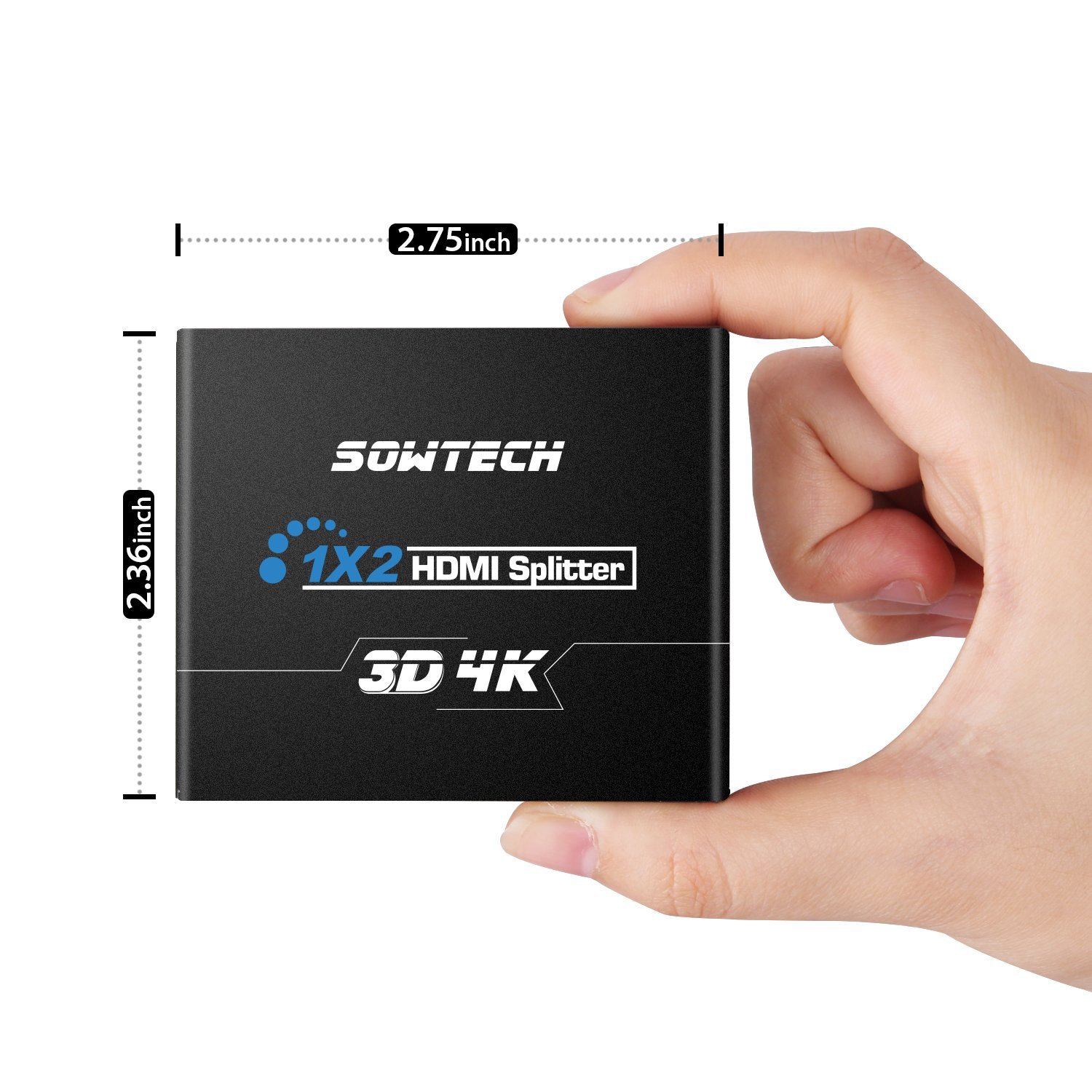 HDMI Splitter, SOWTECH(TM) 4K/2K HDMI Switch Powered Splitter 1X2 ...